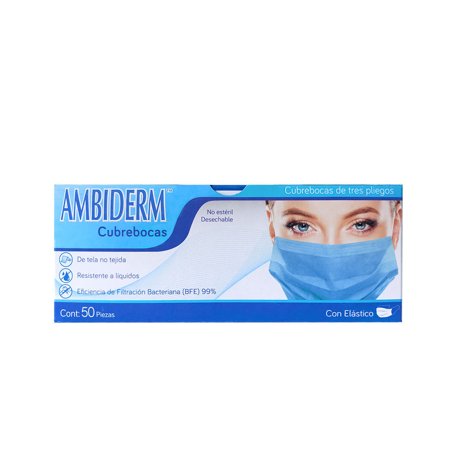 CUBREBOCAS ADULTO PLISADO AZUL – AMBIDERMSADECV